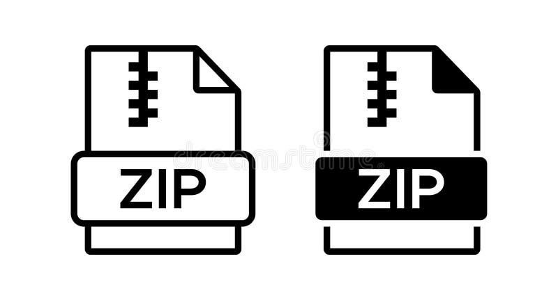 Documents Vector Icons Set Outline Style. Zip File Outline Symbol for ...