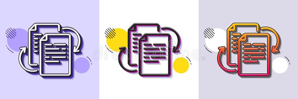 Documents Workflow Line Icon. Doc File Page Sign. Halftone Dotted ...