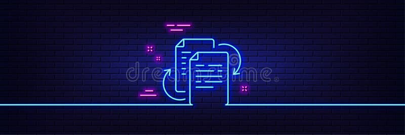 Documents Workflow Line Icon. Doc File Page Sign. Neon Light Glow ...
