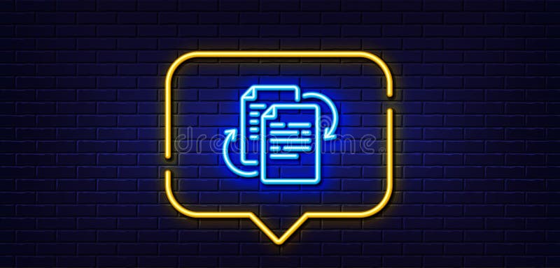 Documents Workflow Line Icon. Doc File Page Sign. Neon Light Speech ...