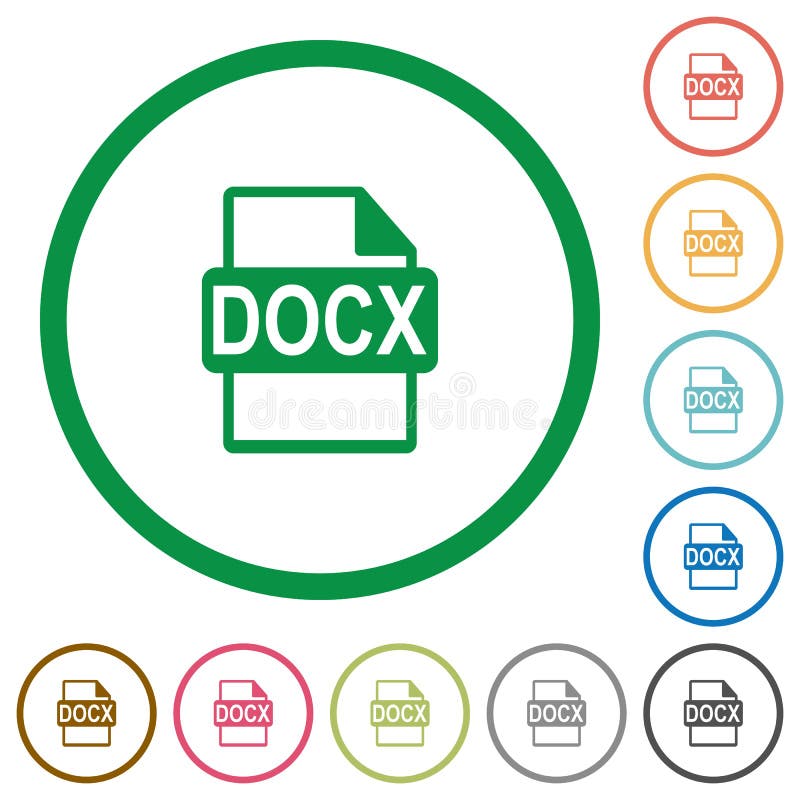 DOCX File Format Flat Icons with Outlines Stock Vector - Illustration ...