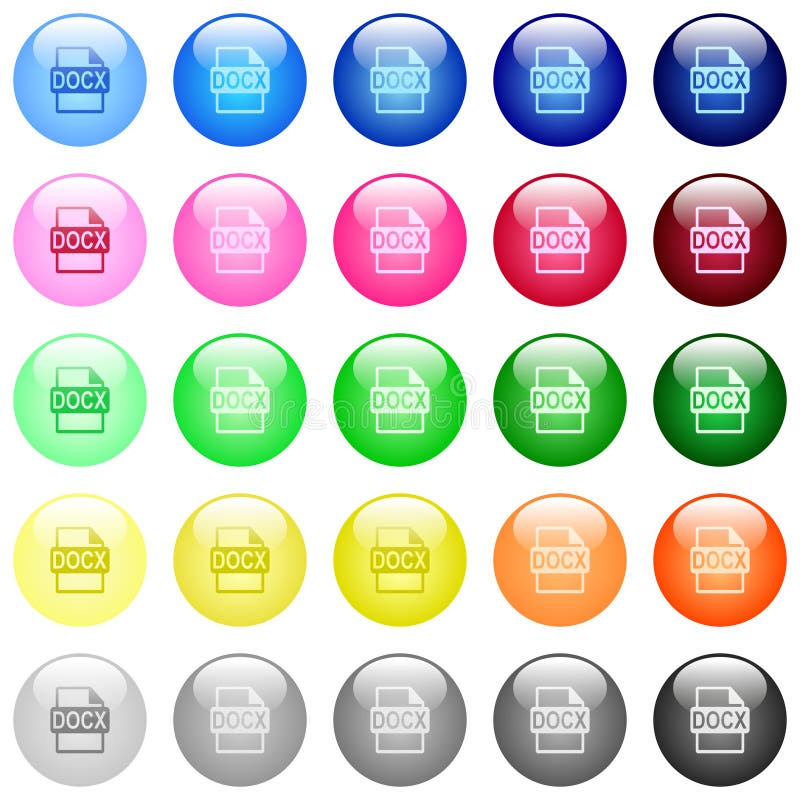 DOCX File Format Icons in Color Glossy Buttons Stock Vector ...