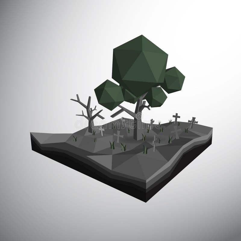 Dode boom op ernstige werf vector illustratie. Illustration of ...