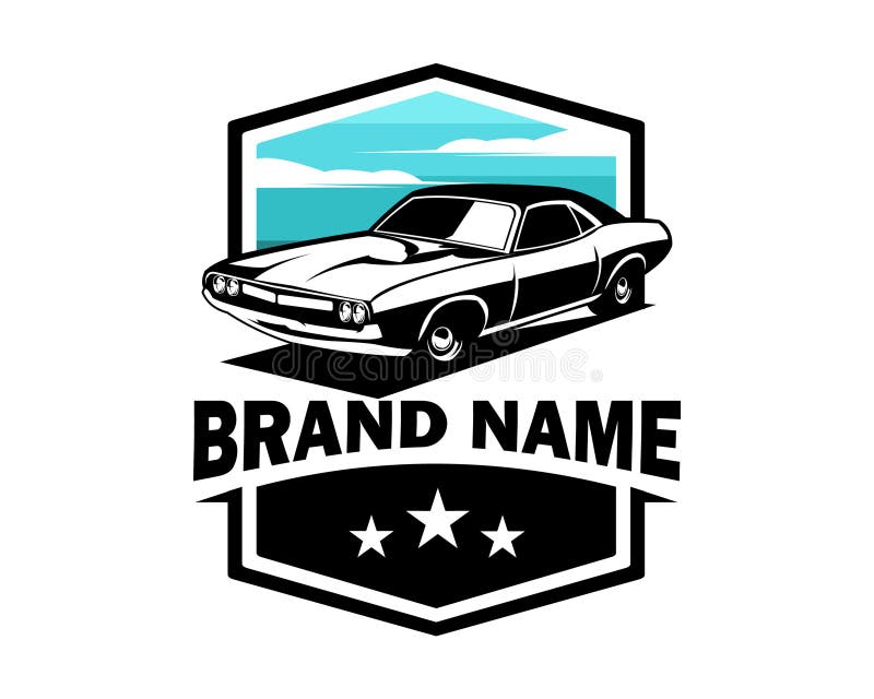 Old Dodge Car Side View Isolated on White Background. Best for Logo ...