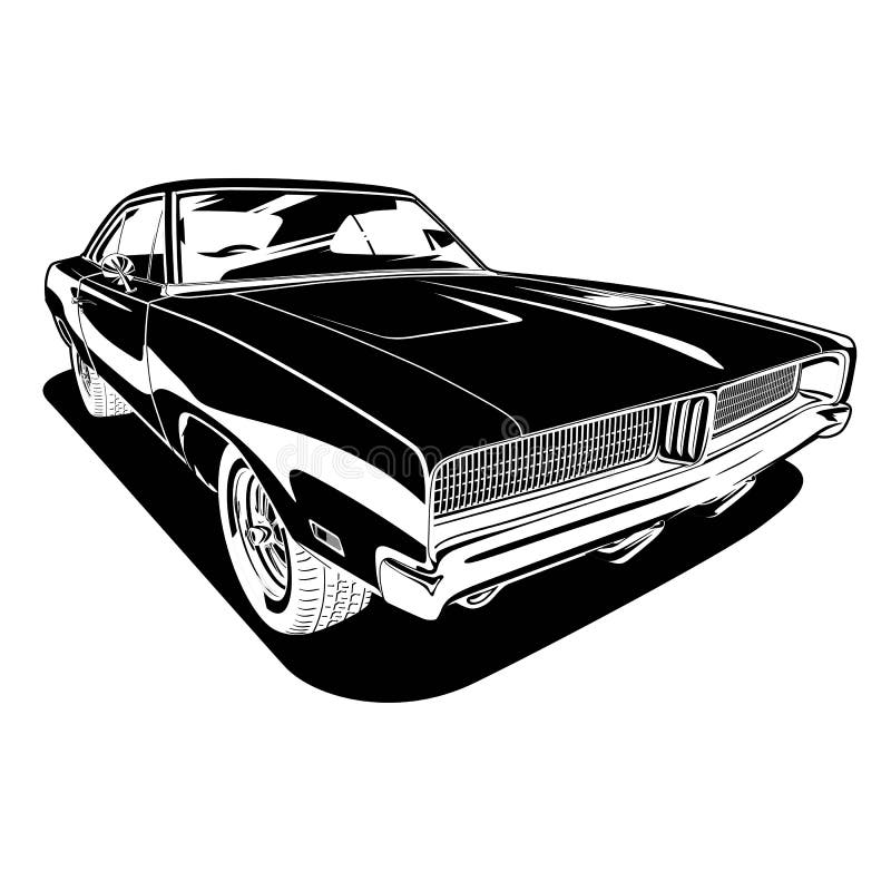 Dodge Charger Car Illustration Stock Vector - Illustration of classic ...