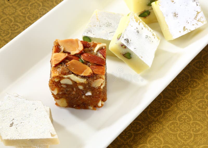 Dodha Barfi or Soan Halwa with White Burfi Stock Image - Image of ...