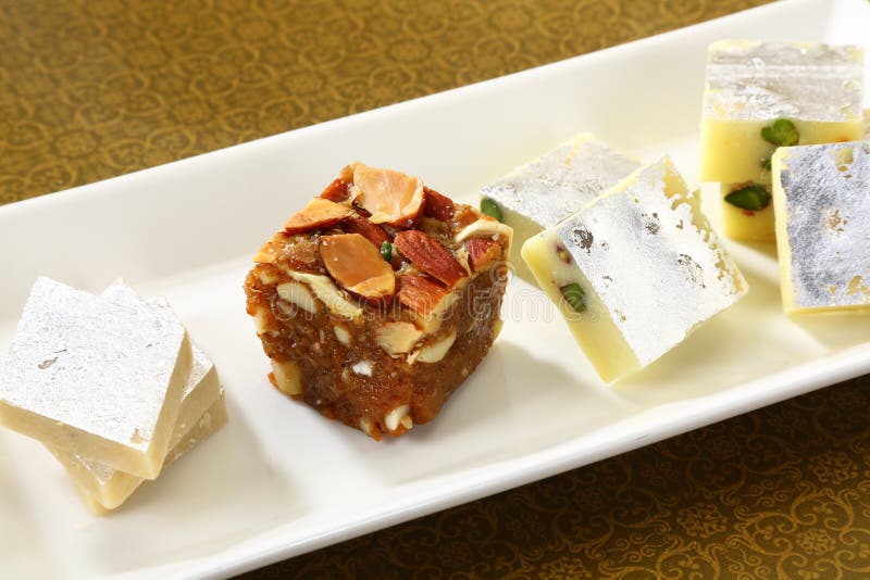Dodha Barfi or Soan Halwa with White Burfi Stock Image - Image of halwa ...
