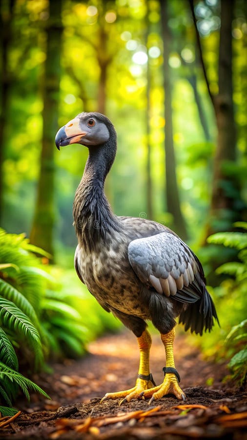 Dodo bird walks forest stock illustration. Illustration of sign - 329154401