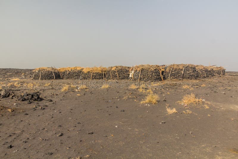 Dodom Village Under Erta Ale Volcano in Afar Depression, Ethiop Stock ...