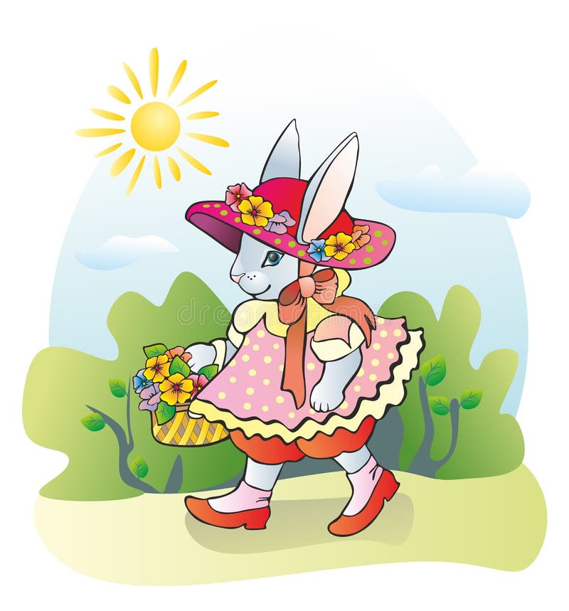Doe-rabbit and flowers stock vector. Illustration of happy - 23562607