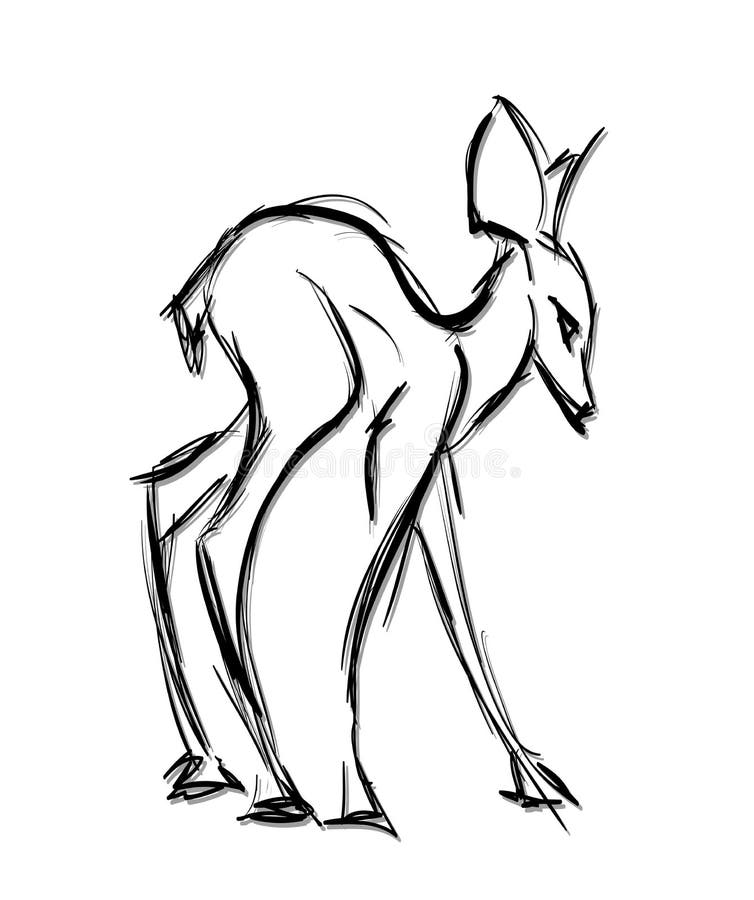 Sketch of doe stock vector. Illustration of wild, element - 14452397