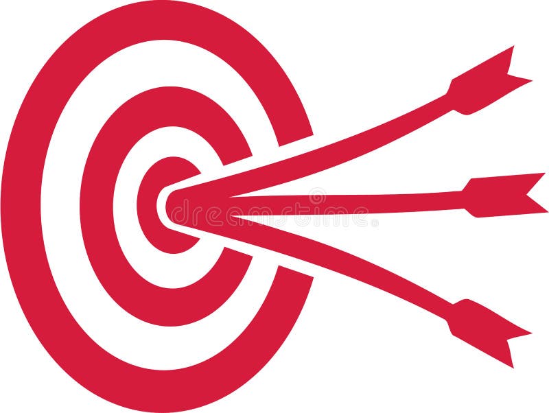 Doel met drie pijlen vector illustratie. Illustration of boogschieten ...