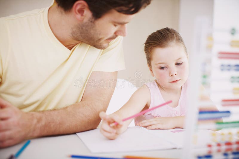 She always Does Her Homework. a Little Girl Doing Her Homework. Stock ...