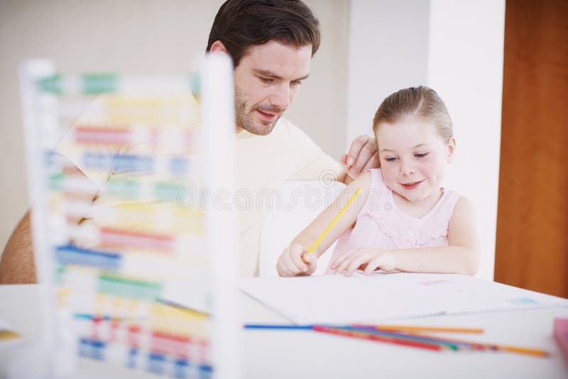 She always Does Her Homework. a Little Girl Doing Her Homework. Stock ...