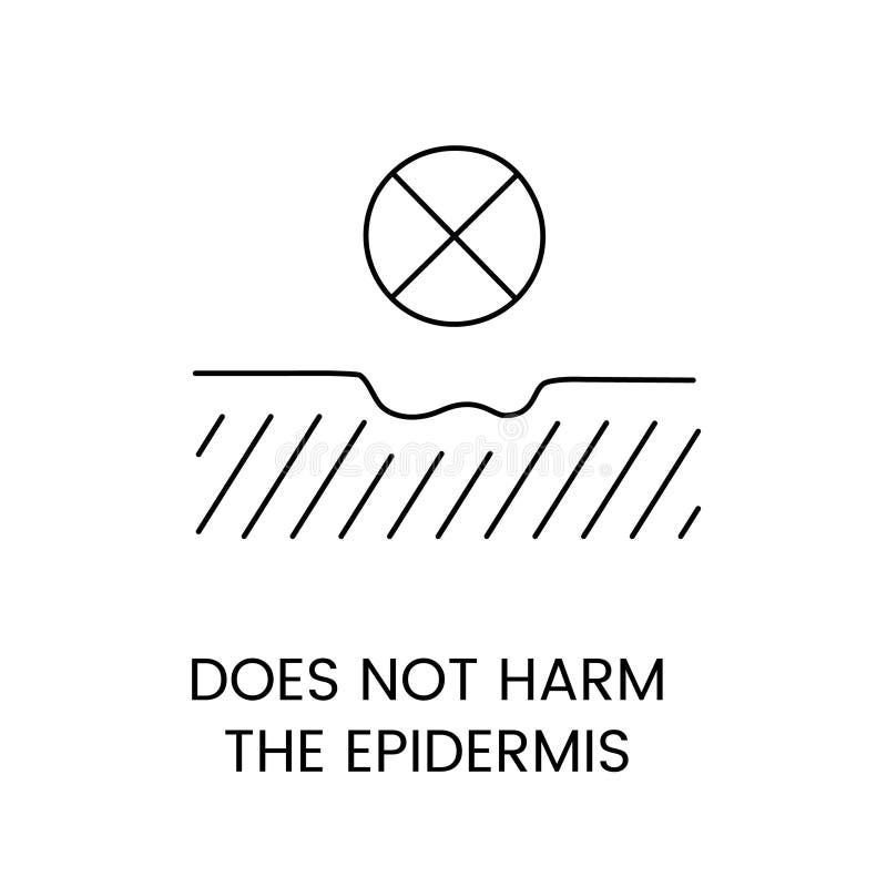 Does Not Harm the Epidermis Line Icon in Vector, Skin Layers ...