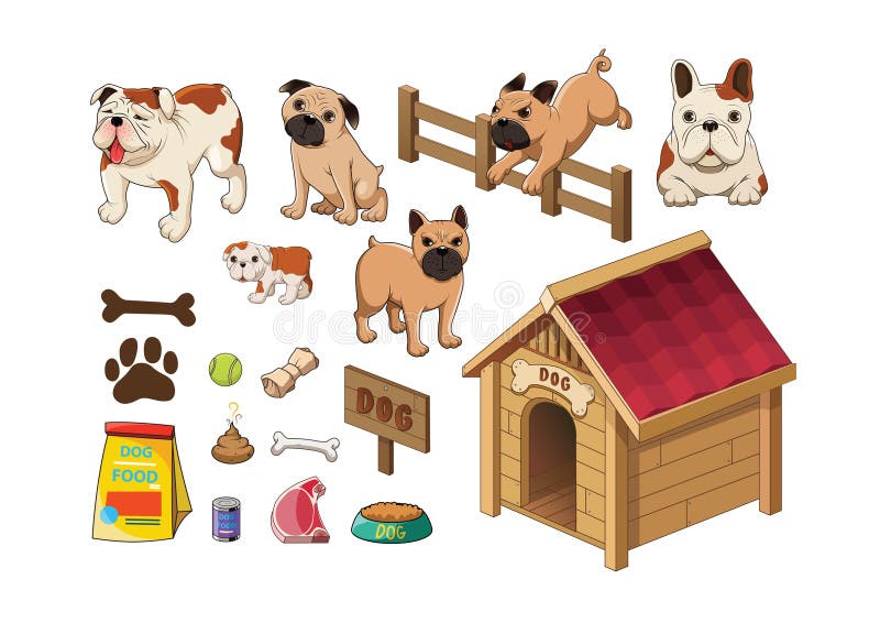 Cartoon Graphic Dog Set Design Stock Vector - Illustration of equipment ...