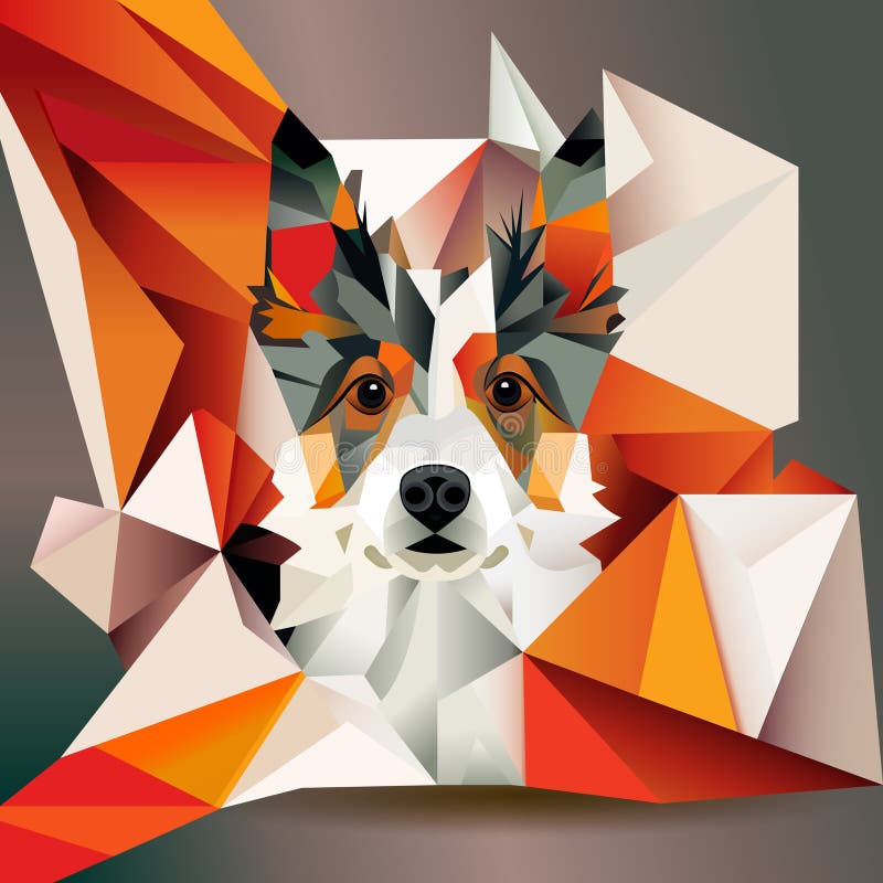 Dog in Abstract Art Style, Cube Style for Poster, Banner or Background ...