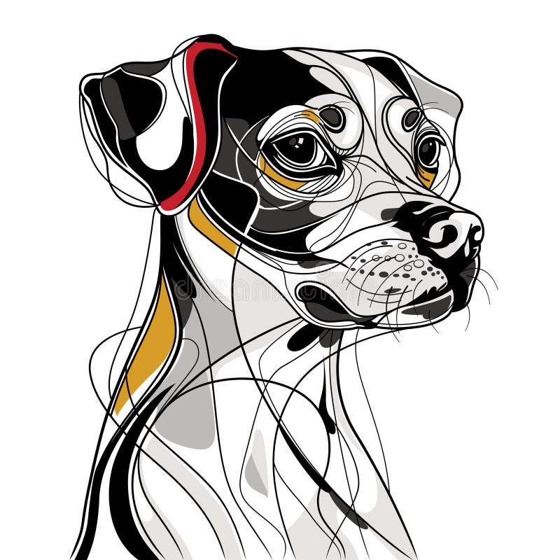 Dog Abstract Black and White Vector Art Stock Vector - Illustration of ...