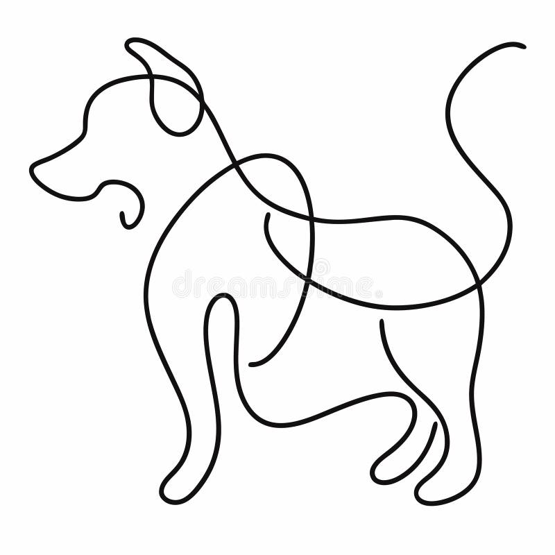 Dog Abstract Continuous Line Art Design on White Background Stock ...