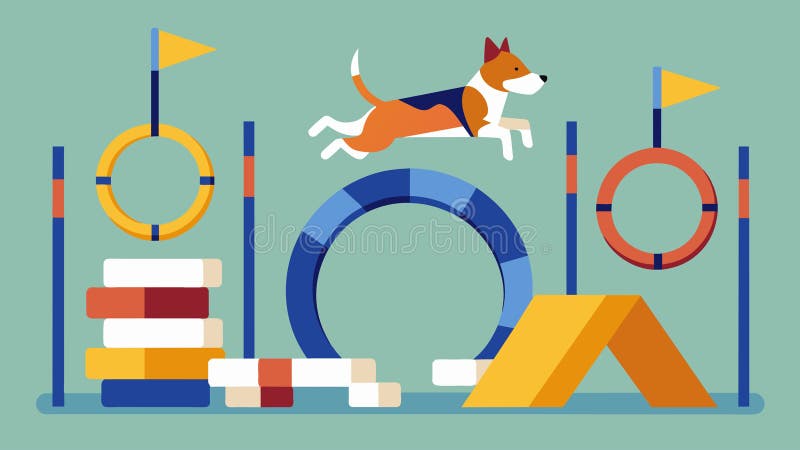 A Dog Agility Course Set Complete with Hurdles Tunnels and Hoop Jumps ...