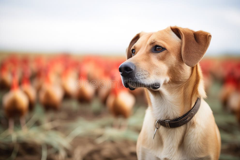 Dog with Alert Posture in Front of a Flock at Pastures Edge Stock ...