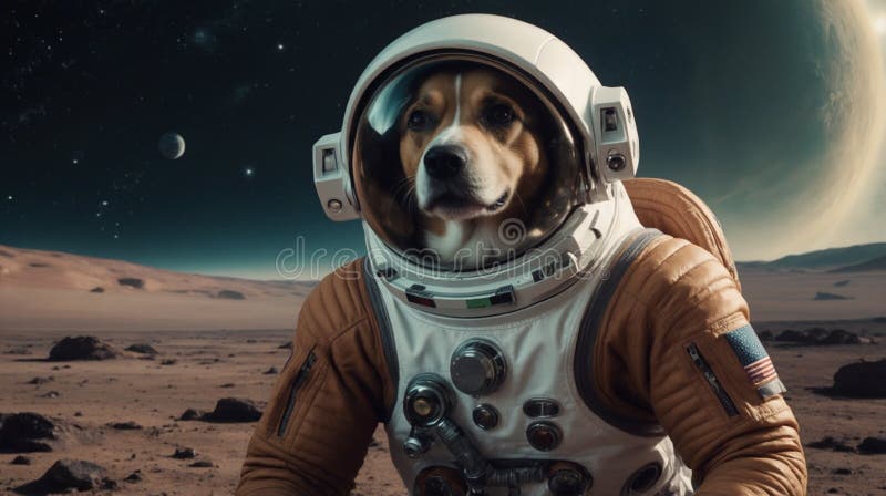A Dog in an Alien Planet with Spacesuit Stock Illustration ...
