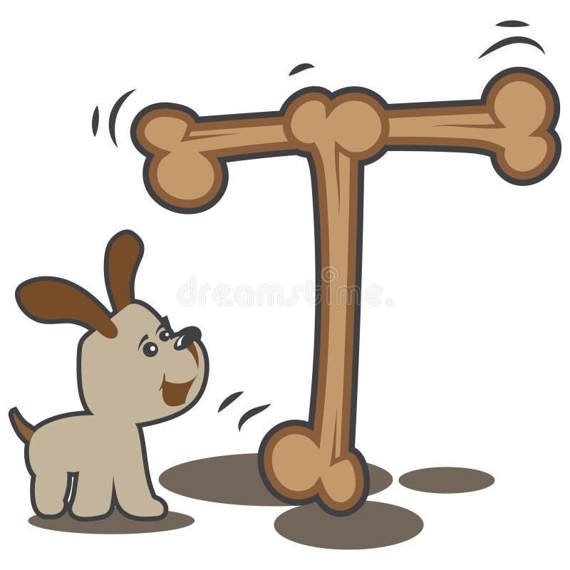 Dog with the Alphabet T. Vector Illustration Decorative Design Stock ...