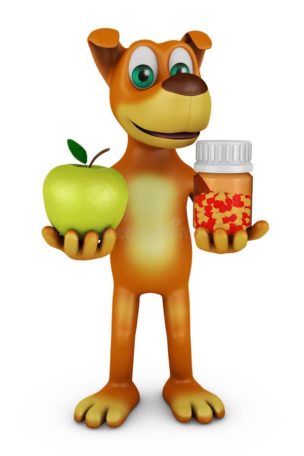 Dog with apple stock illustration. Illustration of render - 80740473