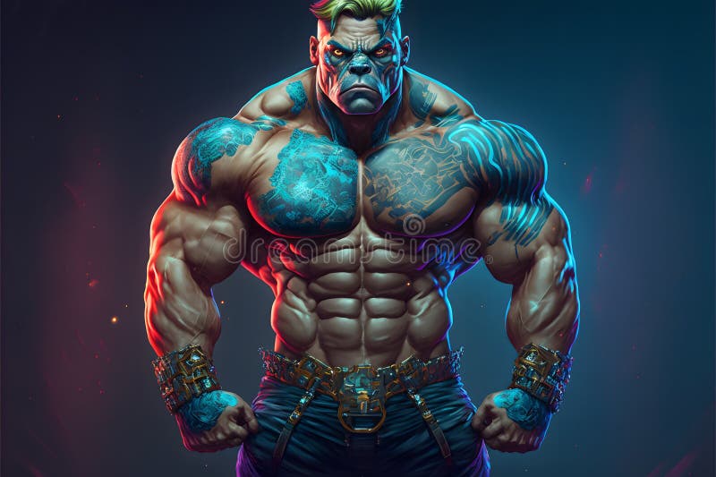 Bodybuilder with Dog Created with Generative AI Technology Stock ...