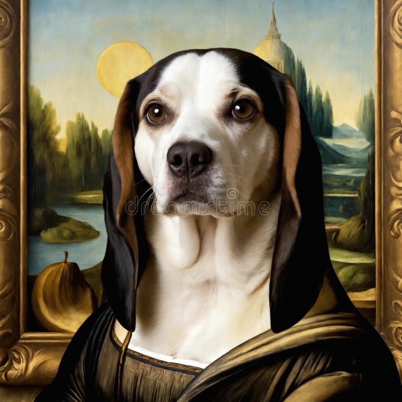 A dog as the Mona Lisa. stock illustration. Illustration of classic ...
