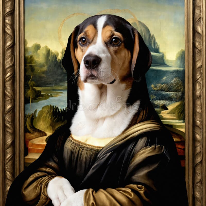 A dog as the Mona Lisa. stock illustration. Illustration of concept ...