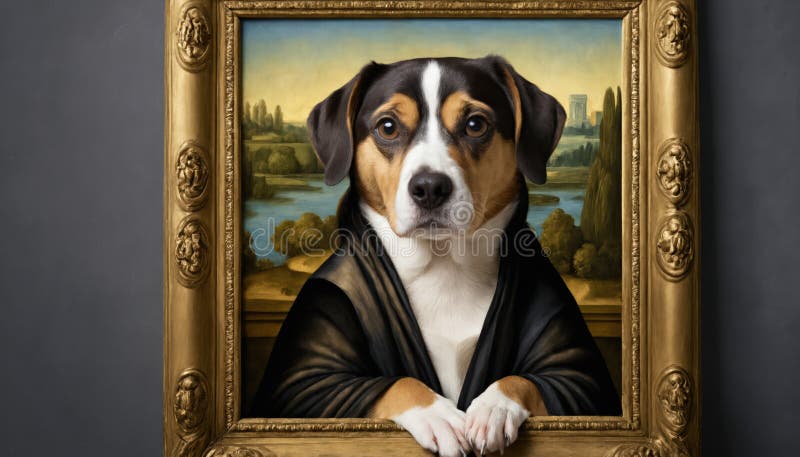 A dog as the Mona Lisa. stock illustration. Illustration of ...
