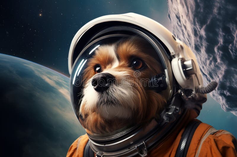 A Dog in an Astronaut Costume in Outer Space Stock Image - Image of ...