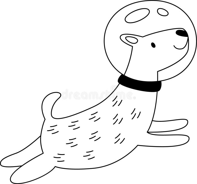 Dog Astronaut Outline stock vector. Illustration of cartoon - 302128521