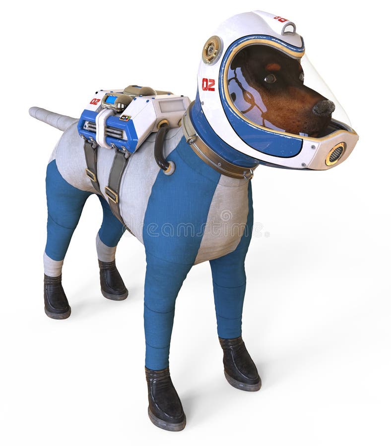 Dog in an Astronaut`s Space Suit. 3D Illustration Isolated on White ...
