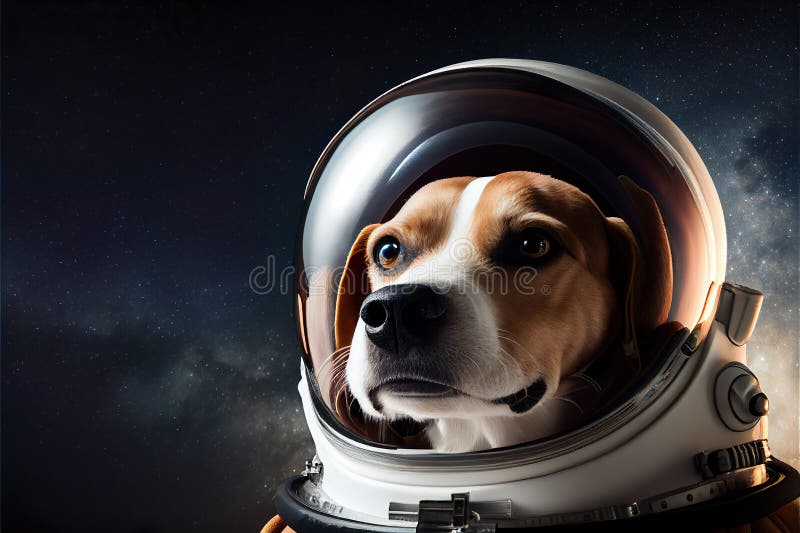 Dog Astronaut in Space. Space Dog in a Spacesuit with Space Background ...