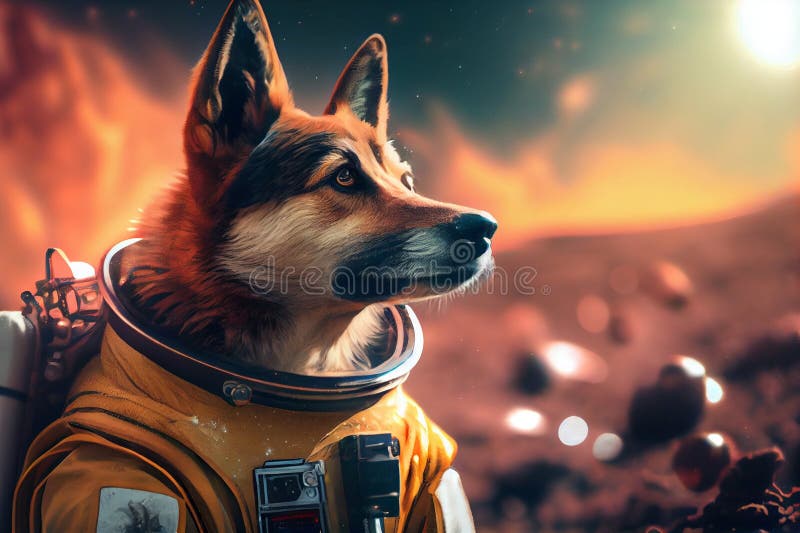Dog in Astronaut Suit, Cosmos Space, Interstellar Journey. Generative ...