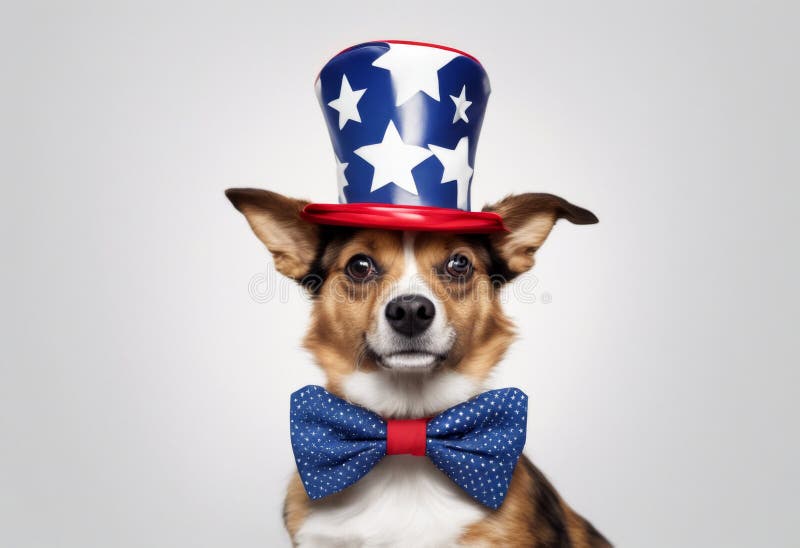 Dog Background Sam Cute Bow Concept with Holiday Usa Hat White Uncle ...