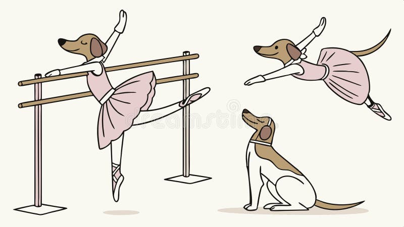 Dog Ballerina at Barre, Ballet Practice, Dance Training, Studio Art ...