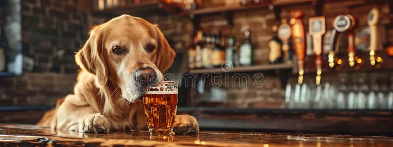 A Dog in a Bar with a Glass of Beer Stock Image - Image of party, humor ...