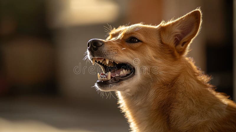 Dog Barking Aggressively when Infected with Rabies. Head Shot Stock ...