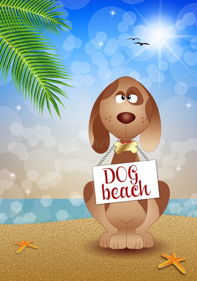 Dog beach stock illustration. Illustration of cartoon - 42919632