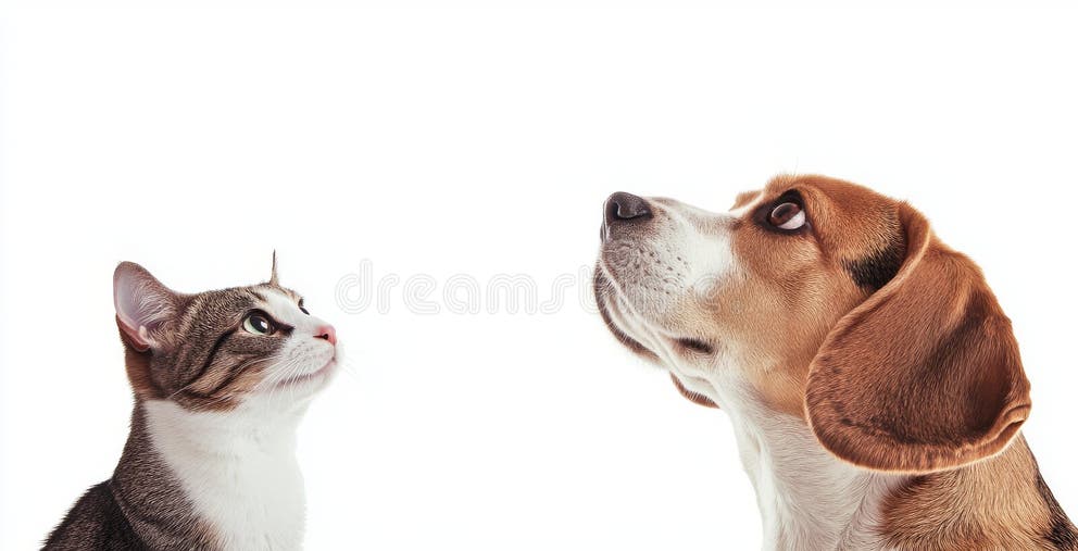 The Dog is a Beagle and the Cat is a Scottish Straight Cat Stock Image ...