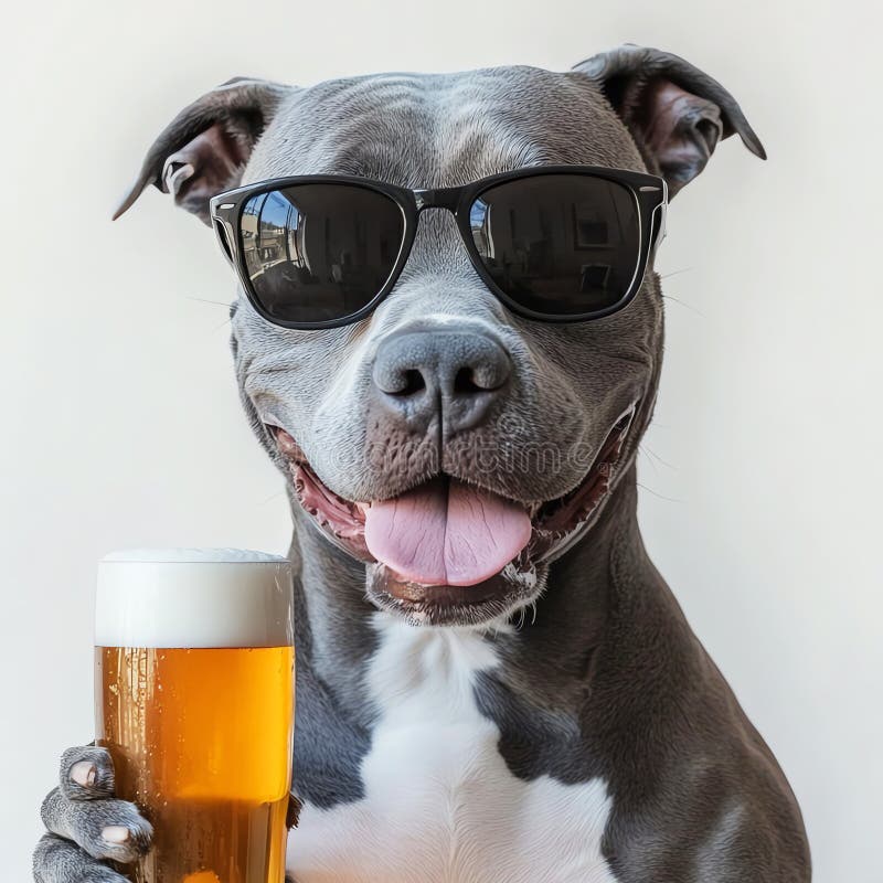 Dog and beer, AI generated stock illustration. Illustration of french - 336685748