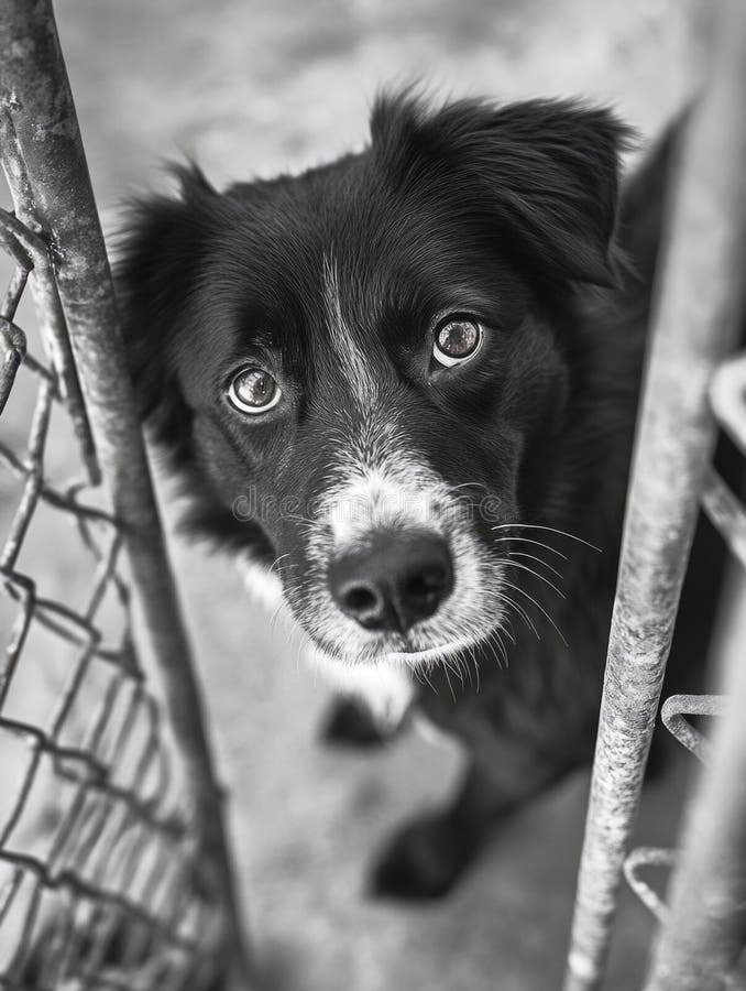 Dog Behind Fence stock photo. Image of wire, separation - 376526544