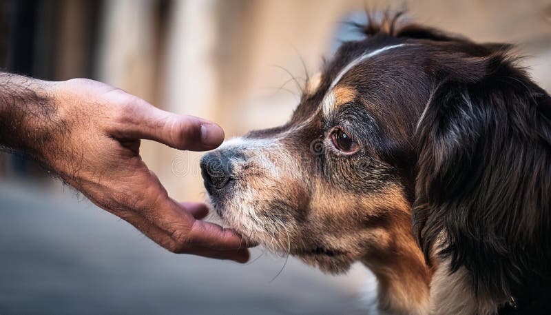 Dog Being Cuddled by Human, AI Generated Stock Illustration ...