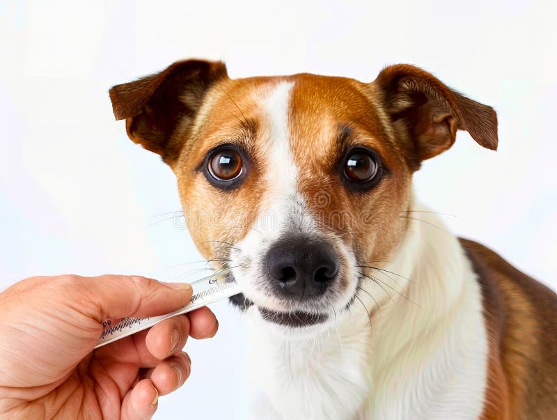 A Dog is Being Fed by a Person with a Toothbrush Stock Illustration ...