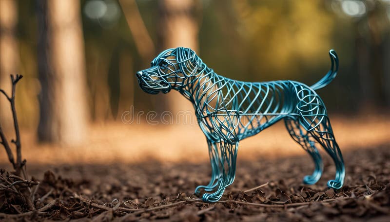 Dog Bent Wire Figure on Blurred Backdrop, Abstract Wire Dog Creative ...
