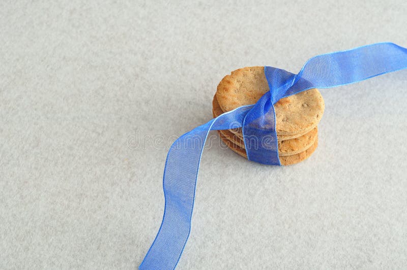 Dog Biscuits with a Blue Ribbon Stock Image - Image of healthy, blue ...
