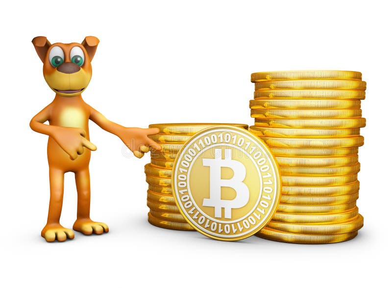 Dog with bitcoin stock illustration. Illustration of internet - 99361938